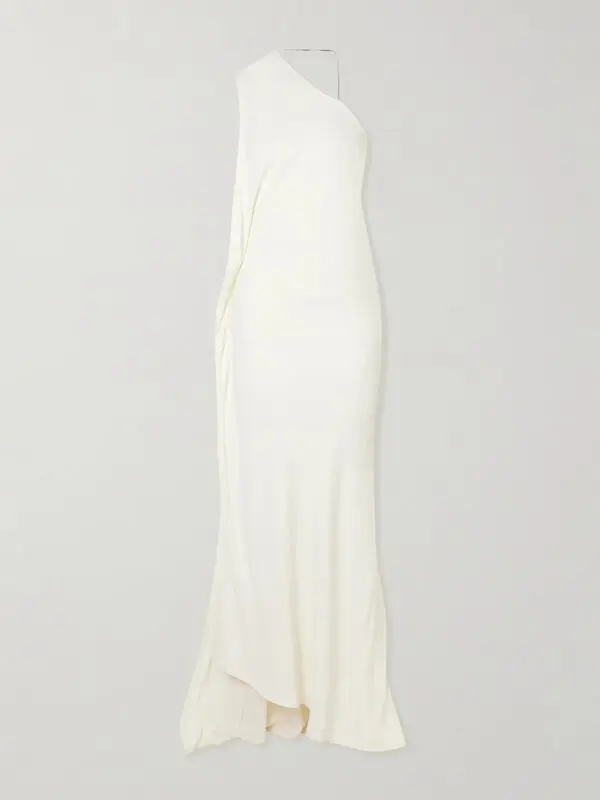 Victoria Beckham One-shoulder Embellished Draped Gown