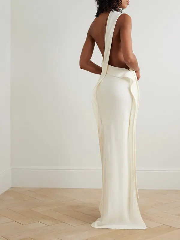 Victoria Beckham One-shoulder Embellished Draped Gown