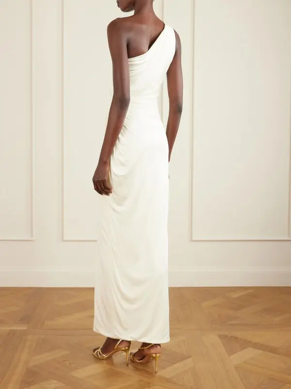 Versace One-shoulder Embellished Jersey Maxi Dress