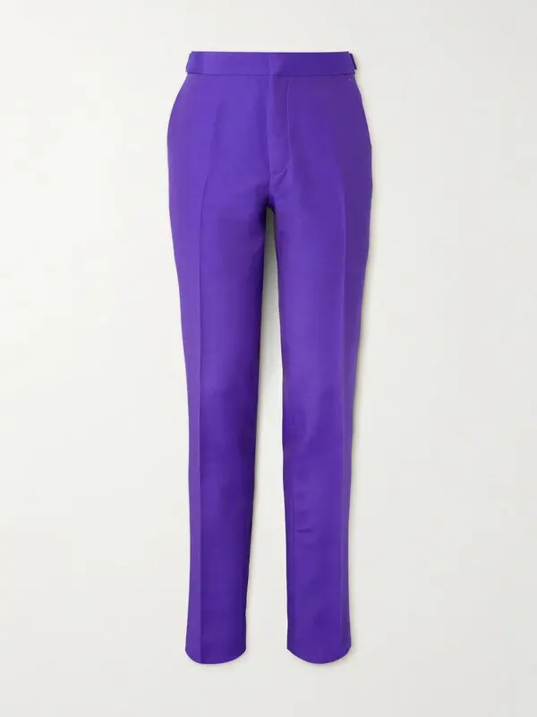 TOM FORD Slim-fit Wool And Silk-blend Trousers - Purple