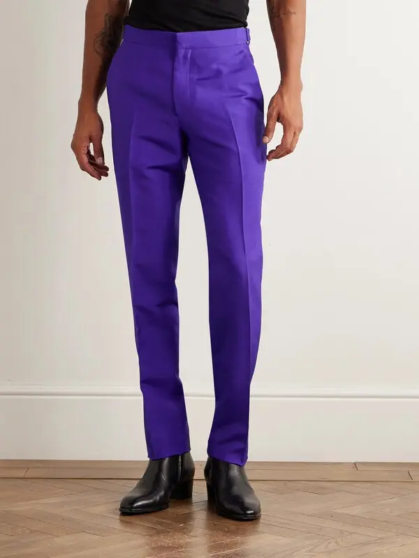 TOM FORD Slim-fit Wool And Silk-blend Trousers - Purple