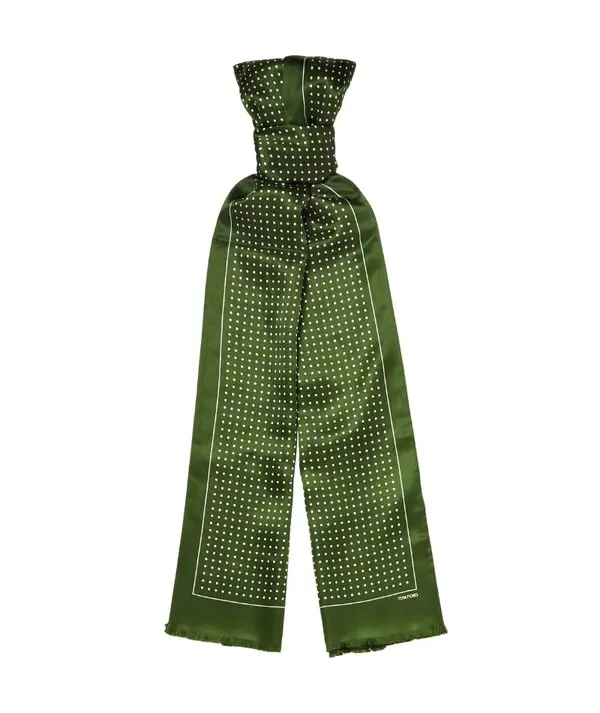 TOM FORD Polka-dot Silk-satin Scarf - Green