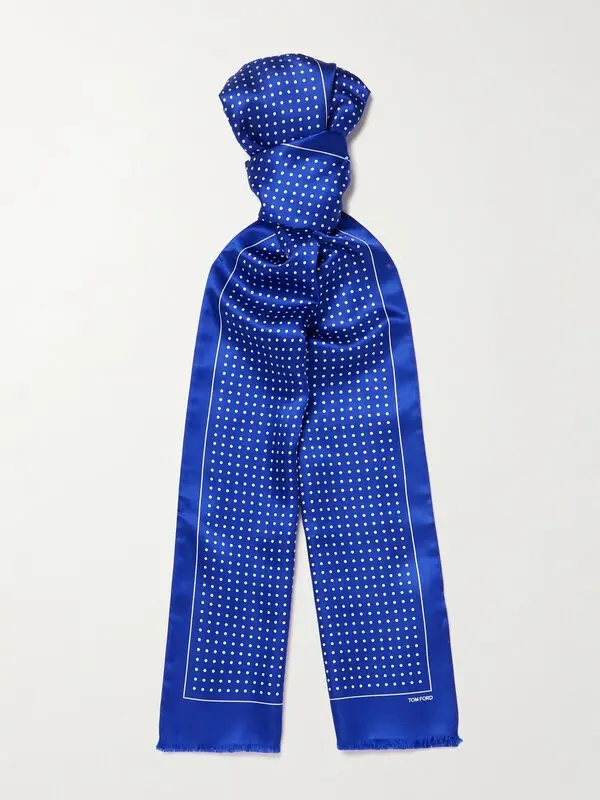 TOM FORD Polka-dot Silk-satin Scarf - Blue