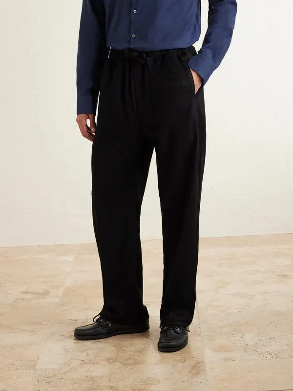 SAMAN AMEL Straight-leg Cashmere Trousers - Black