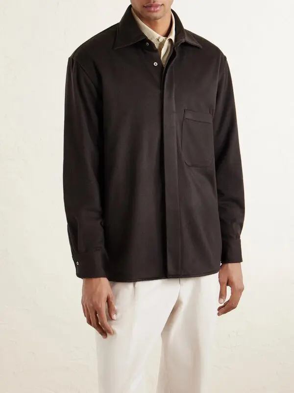 SAMAN AMEL Cashmere Shirt Jacket - Brown