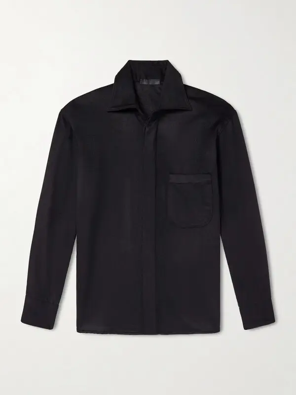 SAMAN AMEL Cashmere Shirt Jacket - Black