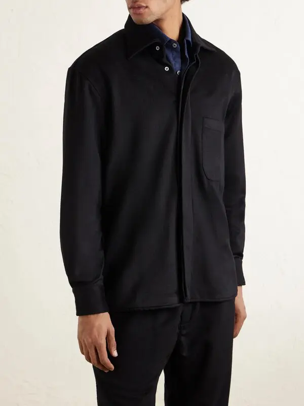 SAMAN AMEL Cashmere Shirt Jacket - Black