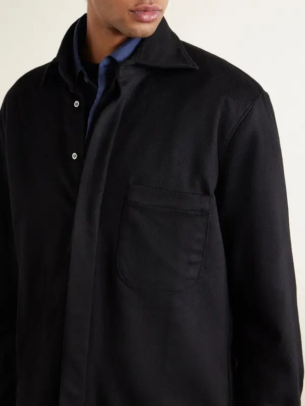 SAMAN AMEL Cashmere Shirt Jacket - Black