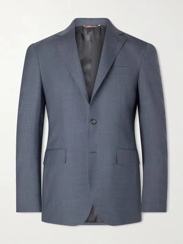 Canali Kei Super 30s Wool Blazer - Blue