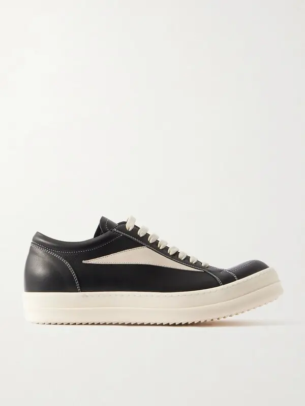 Rick Owens Suede-trimmed Leather Sneakers - Black