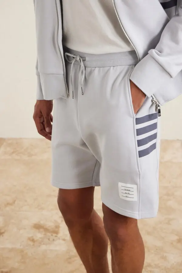 Thom Browne Straight-leg Cotton-jersey Drawstring Shorts - Gray