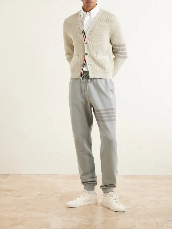 Thom Browne Straight-leg Striped Cotton-jersey Sweatpants