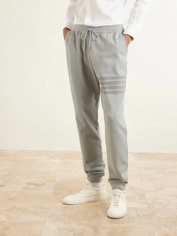 Thom Browne Straight-leg Striped Cotton-jersey Sweatpants