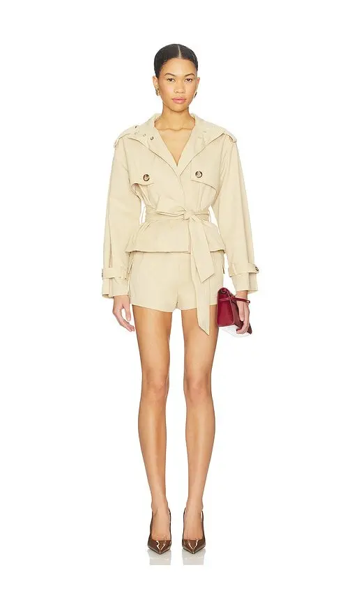 Line & Dot Kaelin Trench Style Romper - Beige