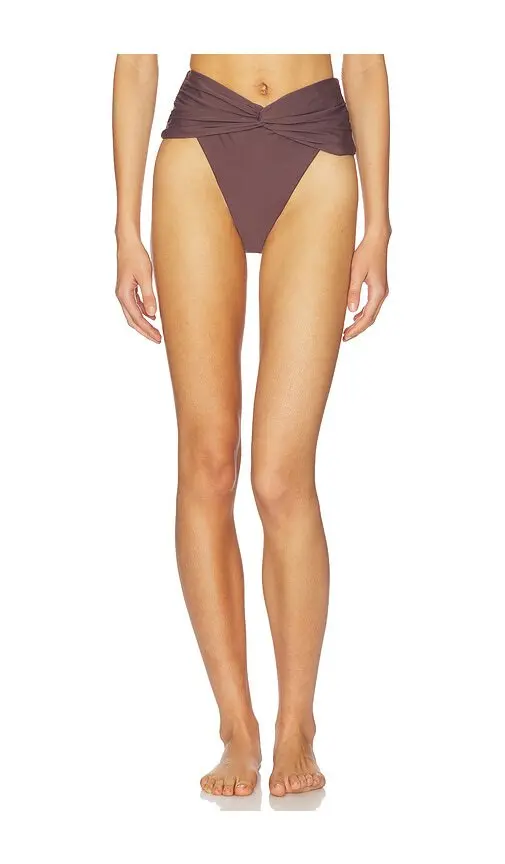 Tularosa Lucci High Waist Bikini Bottom - Dark Brown