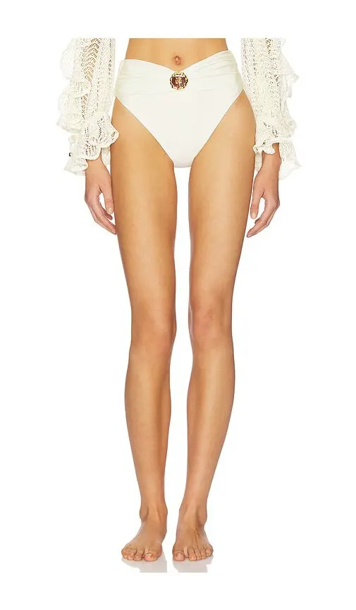 PatBO Jade High Waist Bikini Bottom - Off-white