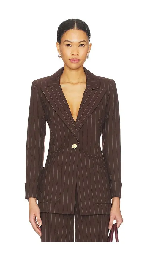 Alice + Olivia Burns Fitted Roll Cuff Blazer