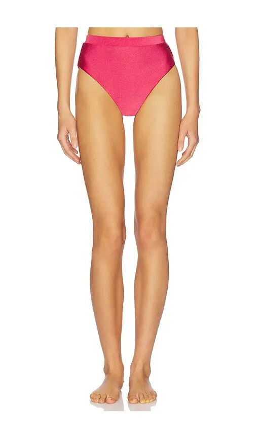 PatBO Sunstone High Waist Bikini Bottom - Dark Pink