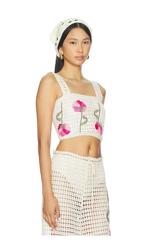 Agua Bendita Vicky Ventura Top With Floral Embroidery