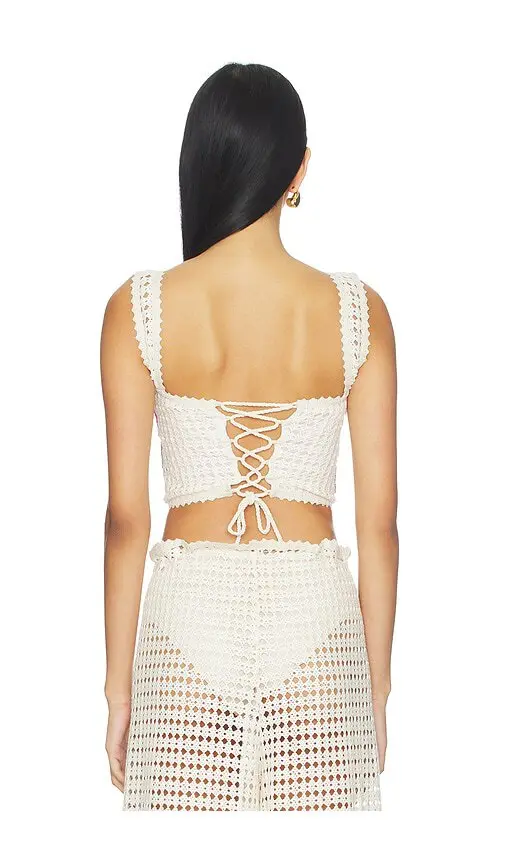 Agua Bendita Vicky Ventura Top With Floral Embroidery