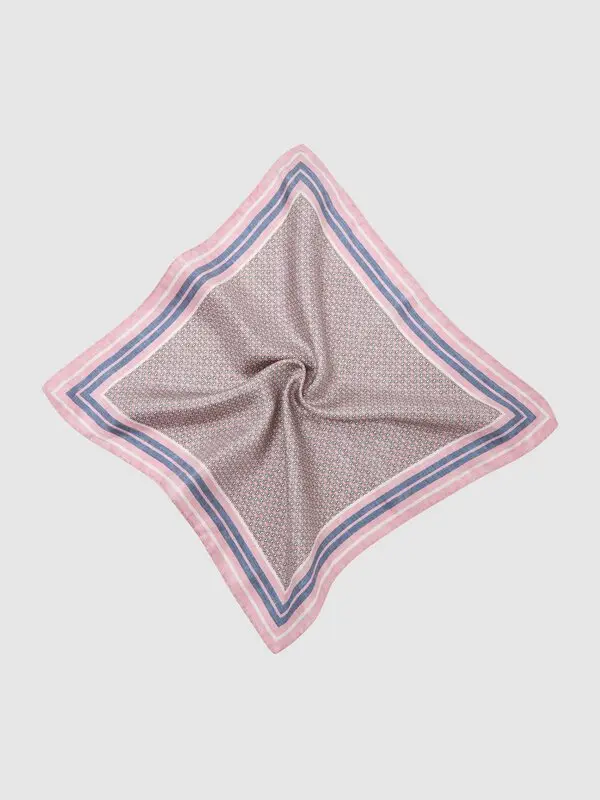 REISS Curzio Silk Micro-print Pocket Square - Soft Pink