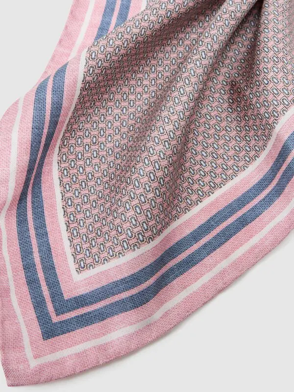 REISS Curzio Silk Micro-print Pocket Square - Soft Pink