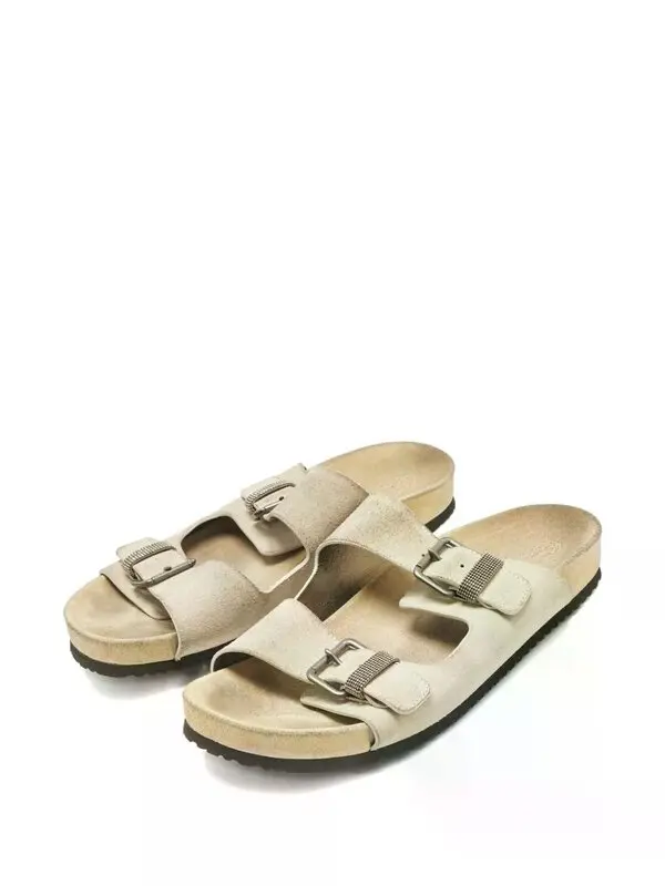 Brunello Cucinelli Suede Buckle Flat Sandals