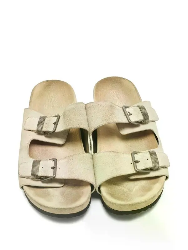 Brunello Cucinelli Suede Buckle Flat Sandals