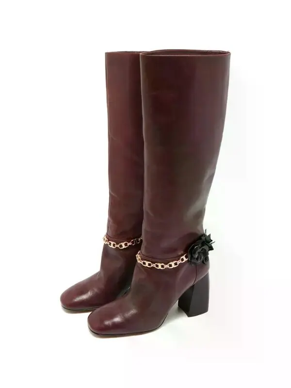 Tory Burch Leather Chain Knee-high Boots