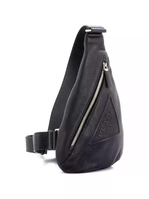 Prada Triangle Logo Leather Sling Backpack