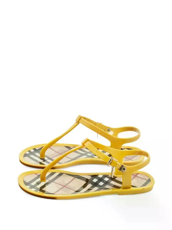 Burberry Checked Adjustable Sandals - Yellow