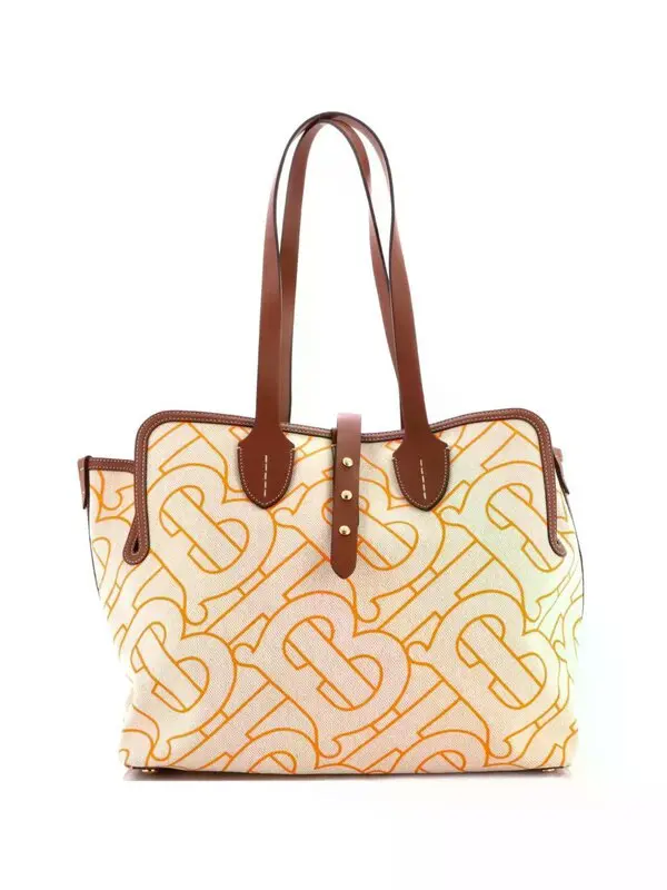 Burberry Soft Belt Bag Xl Tb Monogram Printed Canvas Medium Tote Bag - Brown