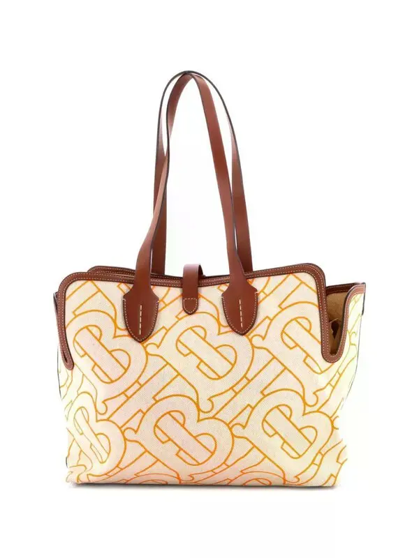 Burberry Soft Belt Bag Xl Tb Monogram Printed Canvas Medium Tote Bag - Brown