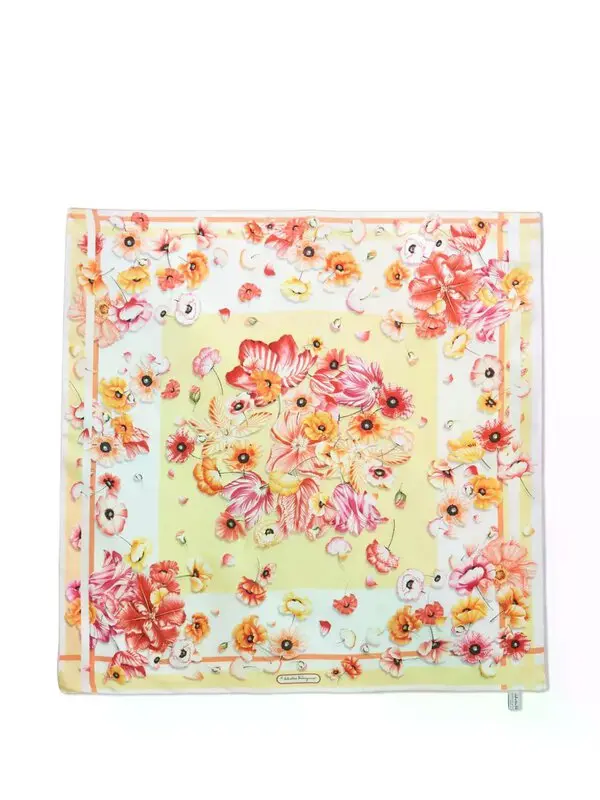 FERRAGAMO Floral-print Silk Scarf - Yellow