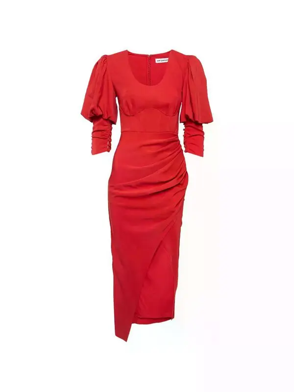 SELF-PORTRAIT Puff-sleeve Midi Dress
