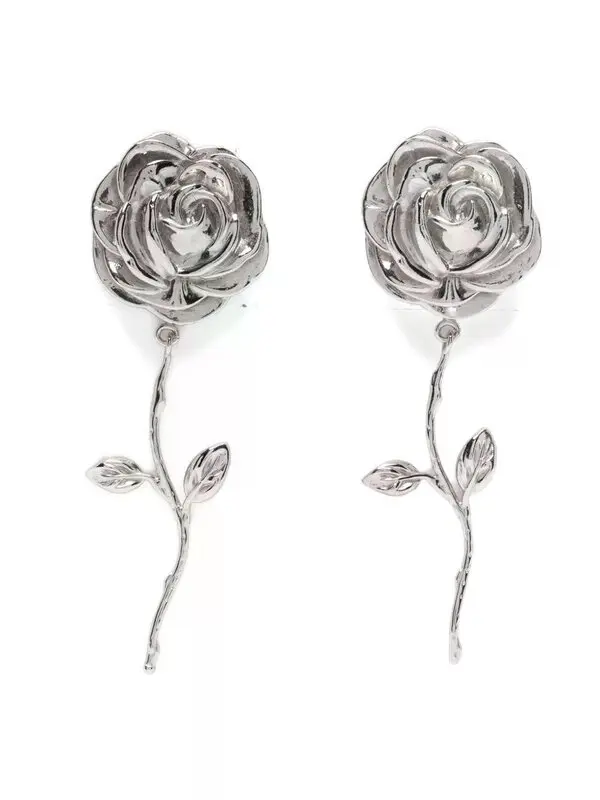 Magda Butrym Rose Stem Drop Earrings - Silver
