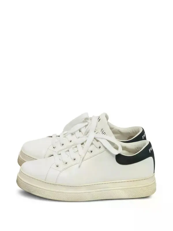 Prada Leather Lace-up Sneakers