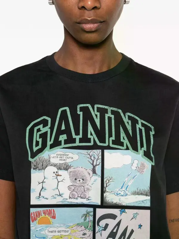 GANNI Bear Comic Print T-shirt