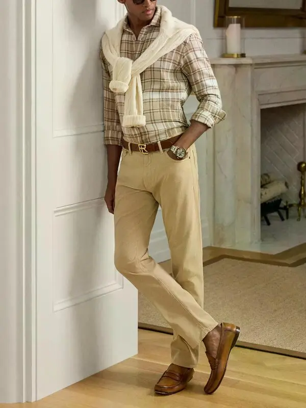 Ralph Lauren Purple Label Slim Twill Trousers - Neutrals
