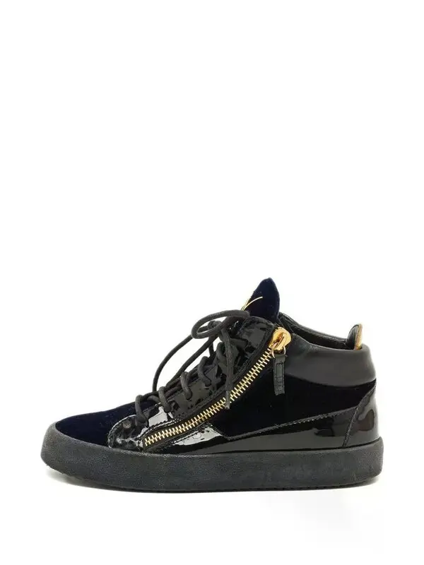 GIUSEPPE ZANOTTI Velvet Zip-up High-top Sneakers - Black