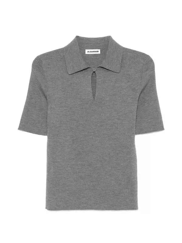 JIL SANDER Ribbed Superfine Wool Polo Top