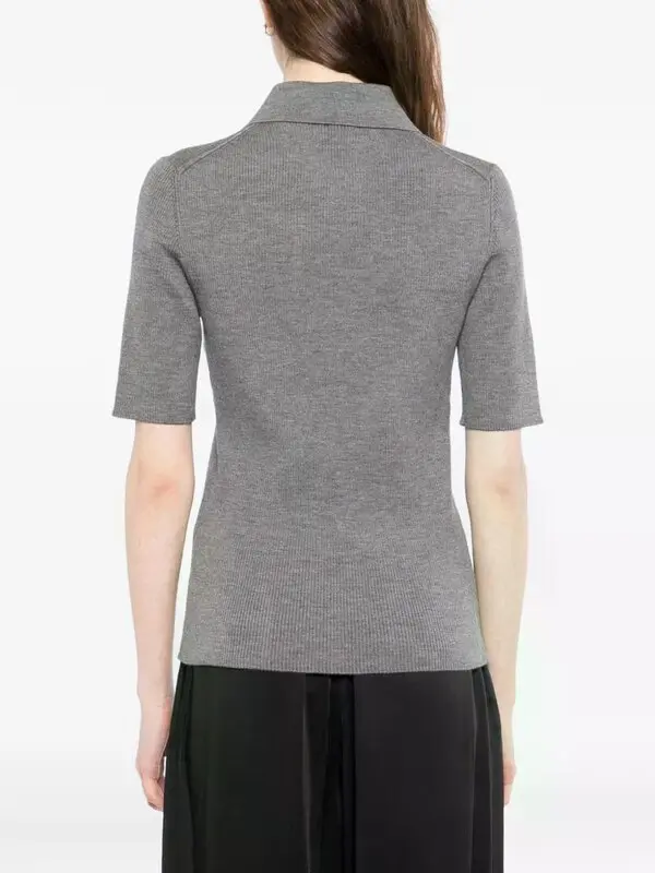 JIL SANDER Ribbed Superfine Wool Polo Top