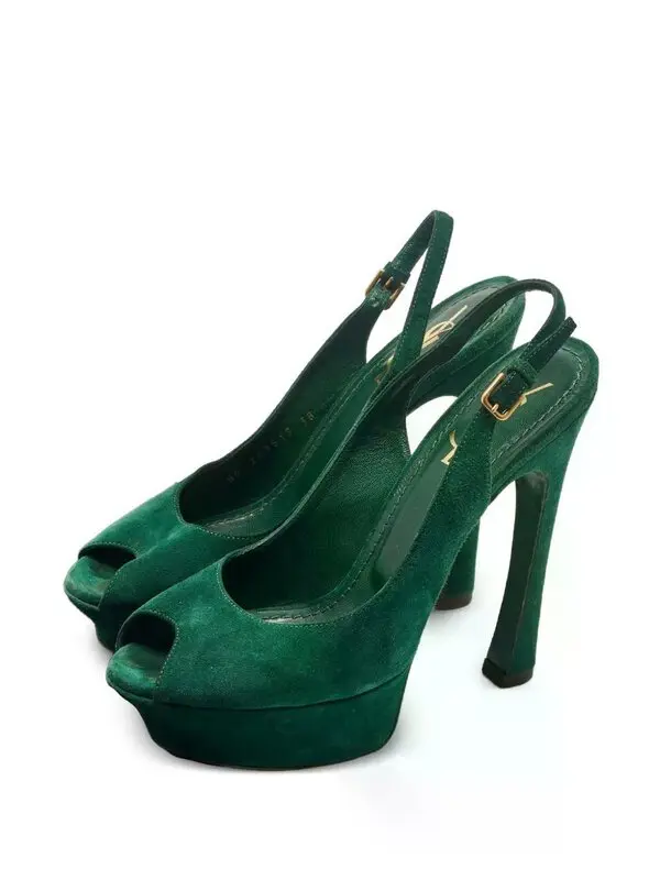 Saint Laurent Peep-toe Platform Pumps - Green