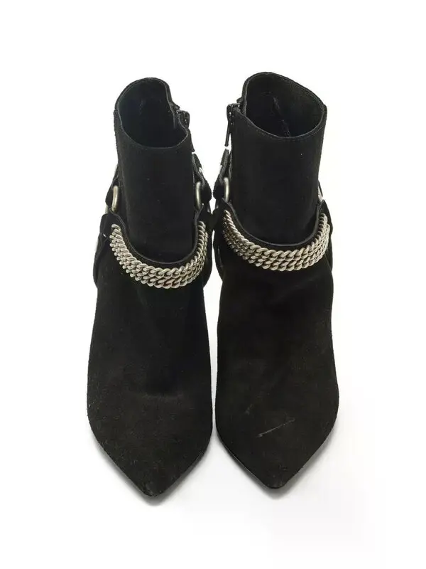 Saint Laurent Chain-embellished Suede Boots