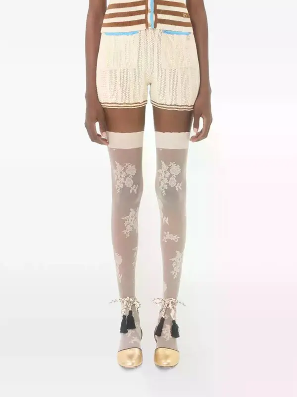 Valentino Garavani Ribbed Knit Shorts - Neutrals
