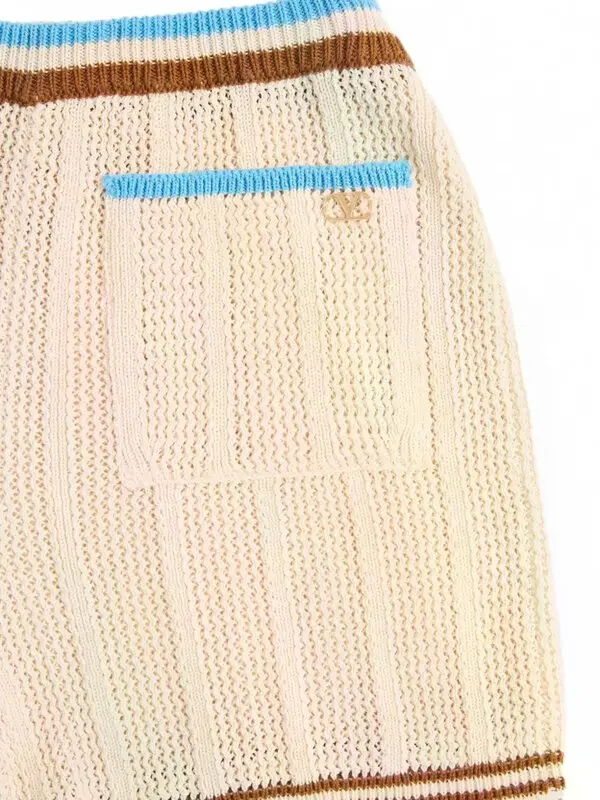 Valentino Garavani Ribbed Knit Shorts - Neutrals