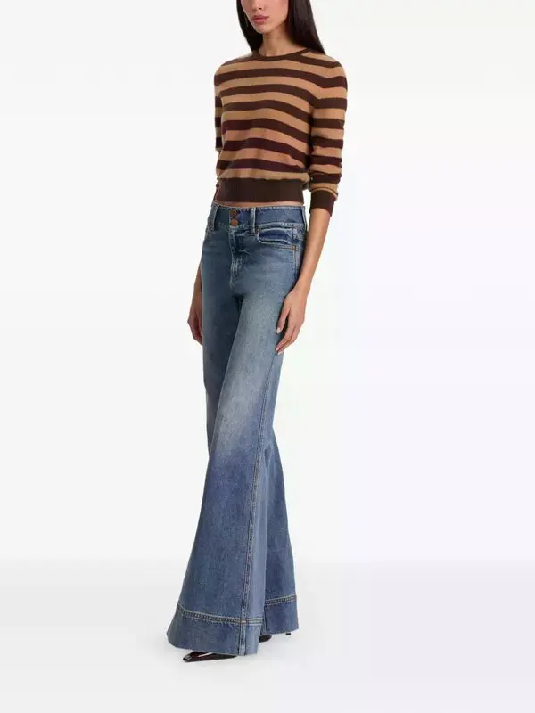 Alice + Olivia Striped Crewneck Sweater - Brown