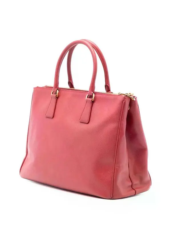 Prada Large Saffiano Lux Galleria Double Zip Satchel - Red