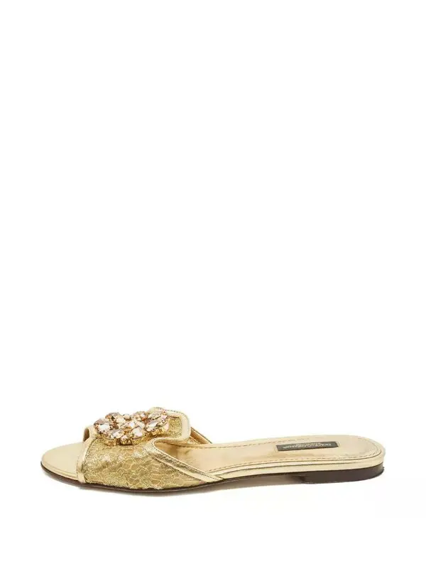 Dolce & Gabbana Lace Overlay Flat Sandals