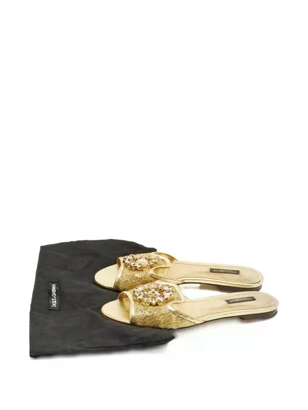 Dolce & Gabbana Lace Overlay Flat Sandals